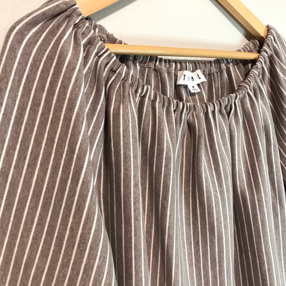 THML | Tops | Thml Off Shoulder Stripe Knit Ruffle Stretch Top M | Poshmark